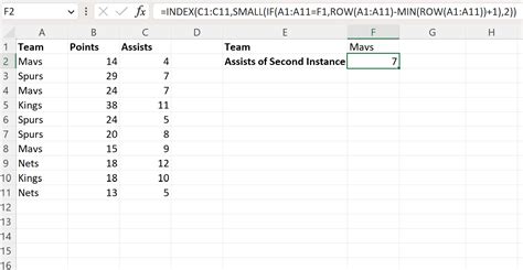 excel how to find second instance of matching value