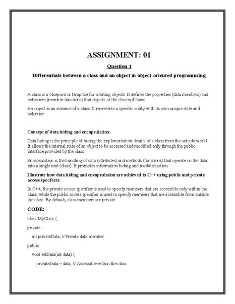 03 Oop Assignment 03 Assignment 01 Question 1 Differentiate