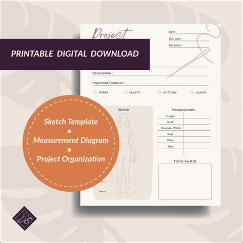 Sewing Project Planner And Sketch Planner Sewing Planner Pdf Project