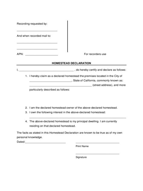 Declaration Of Homestead Form 2 Free Templates In Pdf Word Excel Download