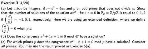 Solved A Let A B C Be Integers D B24ac And P An Odd Chegg Com