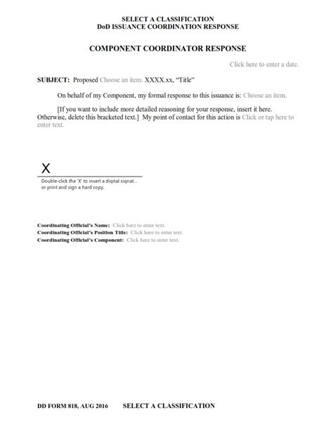 Dd Form 818 Dod Issuance Coordination Response Dd Forms