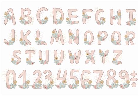 손으로 그린 어린이 알파벳 포스터 귀여운 꽃 Abc 포스터 글꼴이 있는 어린이 교육 일러스트레이션 보육 벽 예술 편지 인쇄 학교 보육원 글꼴 및 숫자 클립아트 0명에 대한