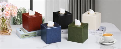 Meibooch Square Tissue Box Cover Luxury Pu Leather Tissue