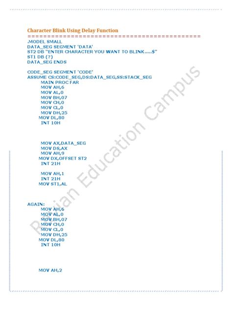 Character Blink Using Delay Function Pdf