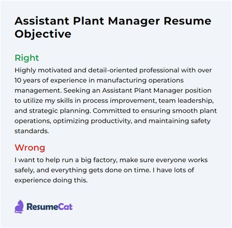 Top 18 Assistant Plant Manager Resume Objective Examples