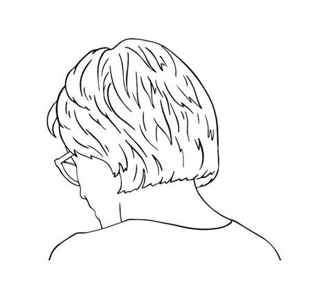 Premium Vector Short Hair Girl With Glasses Man Doodle Linear Cartoon