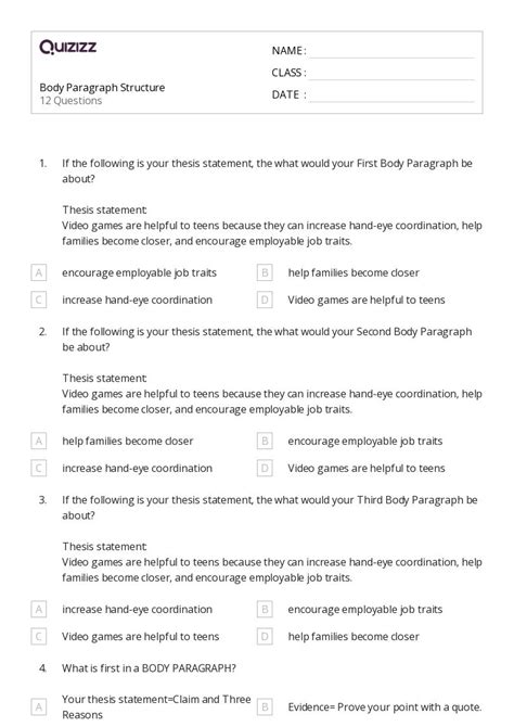 50 Paragraph Structure Worksheets For 7th Grade On Quizizz Free And Printable