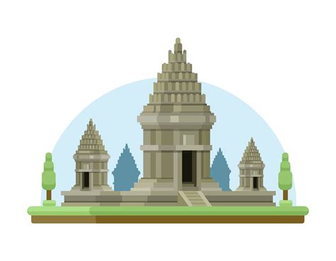 Prambanan Hindu Temple From Southern Java Indonesia Flat Design Illustration Vector 24742746