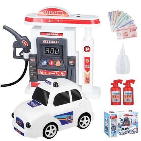 Vikrida Battery Operated Mini Gas Station Playset Diy Simulation