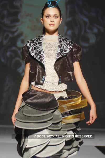 A Model Presents A Creation By Sayantani Pal From The Graduation Batch