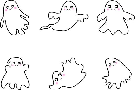 Happy Halloween Cute Ghost On White Backgroundflying Ghosts Vector