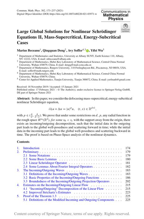 Large Global Solutions For Nonlinear Schrödinger Equations Ii Mass
