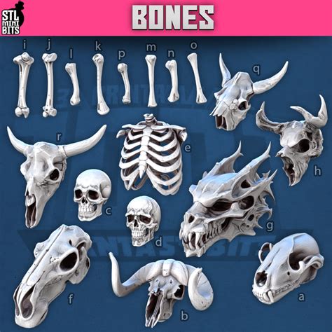 3d Printable 1001 Fantasy Bits Bones By Stl Mini Bits