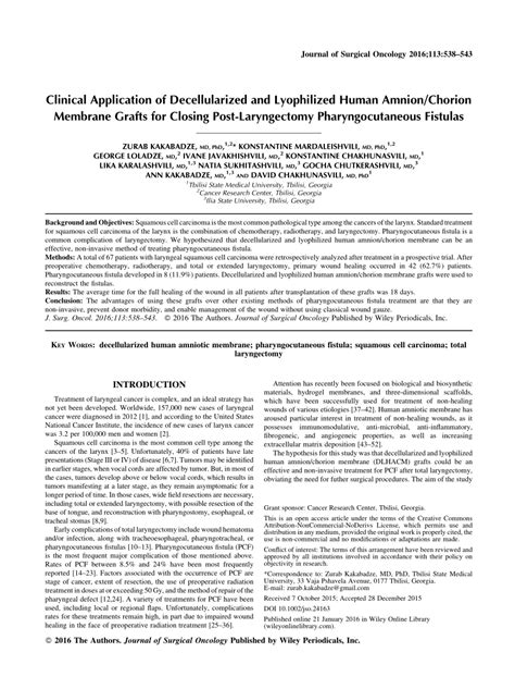 Pdf Clinical Application Of Decellularized And Lyophilized Human Amnion Chorion Membrane