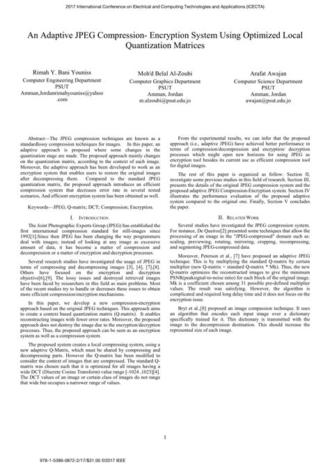 Pdf An Adaptive Jpeg Compression Encryption System Using Optimized