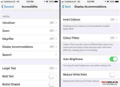 IOS Display Accommodations Inverse Colors And Color Filtering