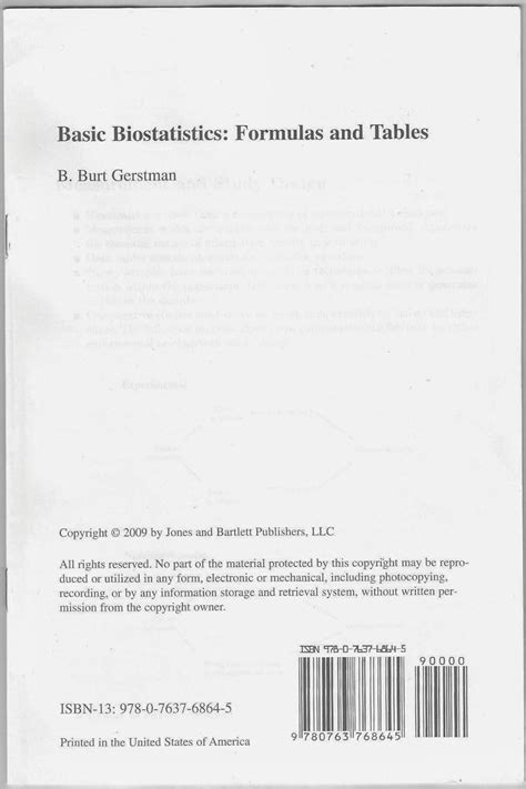 Amazon Basic Biostatistics Formulas And Tables Gerstman B Burt