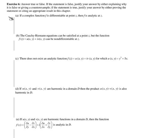 Solved Exercise Answer True Or False If The Statement Is Chegg