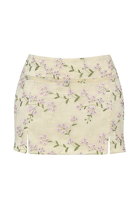 Lemon Embroidered Mini Skirt Mistress Rock Lemon Mini Skirt Fitted