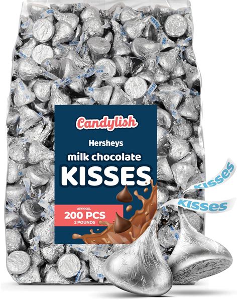 Hershys Kisses Milk Chocolate Classic Silver Wraps 2 Pound Bag Approx 200