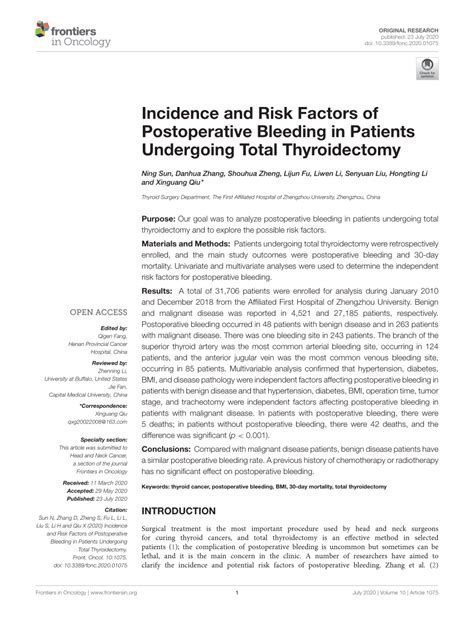 Pdf Incidence And Risk Factors Of Postoperative Bleeding In Patients Undergoing Total