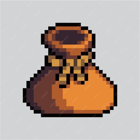 Premium Vector Pixel Art Sack Gold Pixelated Sack Money Reward Sack