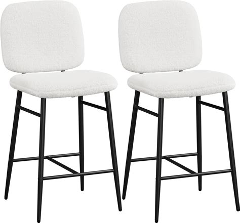 Yaheetech Modern Boucle Set Of 2 Barstools Counter Height