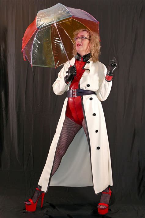 Latex Rubber Mackintosh Coat Latex Bodysuit And Fishnets 29 Pics