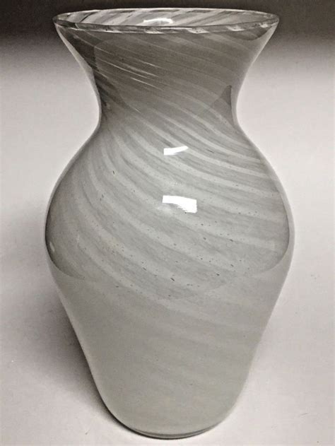 Grey And White Swirl Art Glass Vase Gray 95 Tall Glass Art Art