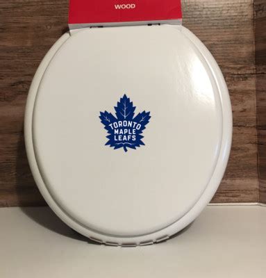 Toronto Maple Leafs Wood Standard Toilet Seat White Man Cave Bathroom Decor Logo Ebay