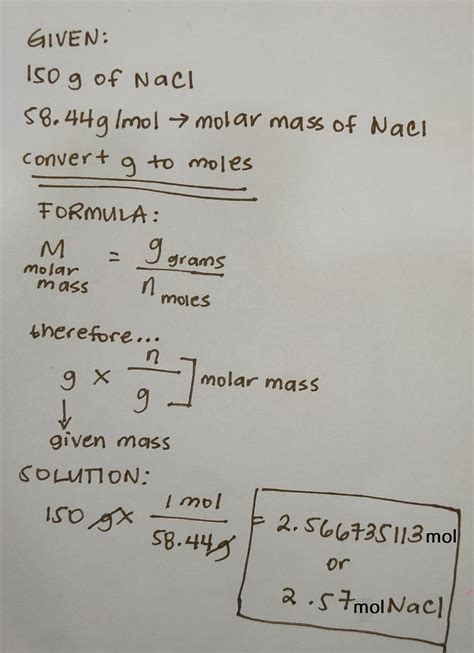 Solved What Is Molar Mass Convert 150 G Nacl To Moles Of Nacl