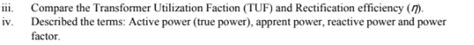 Solved Ii Compare The Transformer Utilization Faction Tuf