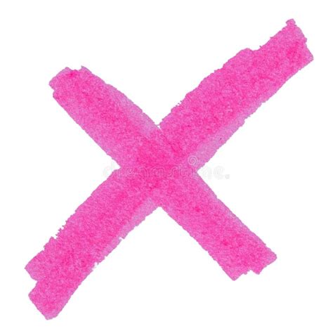 Grunge Pink Marker Pen Hand Drawn X Cross Mark Isolated On White