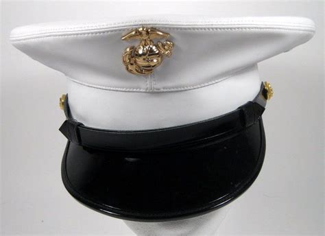 Usmc Us Marine Corps Enlisted Male Service Dress Blues White Hat Cap