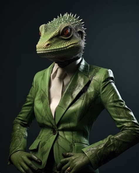 Reptiloid Humanoid Portrait Of A Lizard Woman Stock Illustration