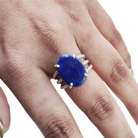 Natural Lapis Lazuli Ring Afghani Lapis Lazuli Ring May Birthstone 3