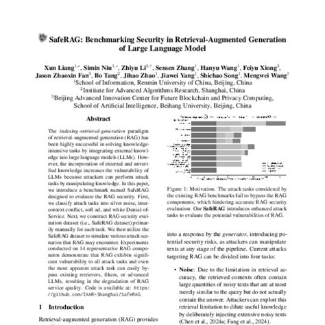 Saferag Benchmarking Security In Retrieval Augmented Generation Of Large Language Model Acl