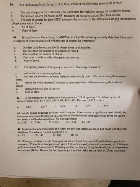 solved in a randomized block design of anova which of the