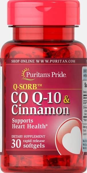 Коэнзим Q10 120 мг,экстракт корицы 1000 мг, Puritan's Pride, Q-SORB Co ...