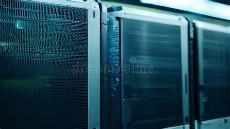 Modern Data Center Equipment Rows Displaying Advanced Technology And