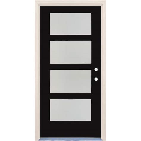 Builders Choice 36 In X 80 In Left Handinswing 4 Lite Satin Etch