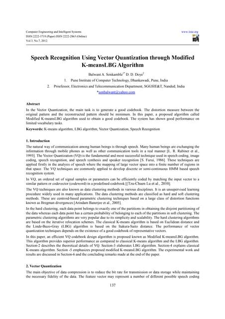 Speech Recognition Using Vector Quantization Through Modified K Means