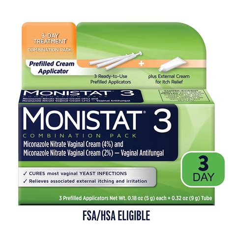 Monistat 3 Day Yeast Infection Treatment 3 Miconazole Pre Filled Cream