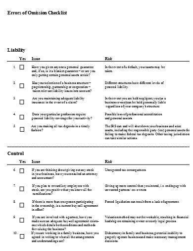 Free 11 Liability Checklist Samples And Templates In Pdf Ms Word