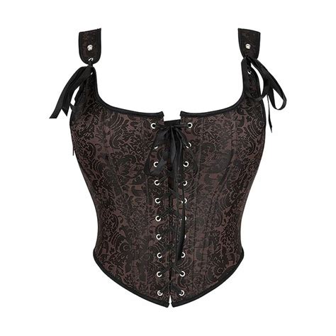 Womens Renaissance Lace Up Spaghetti Strap Floral Bustier Bodice Vintage Medieval Corset