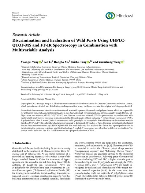 pdf discrimination and evaluation of wild paris using uhplc qtof ms