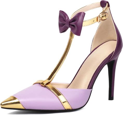 Cantianshu Elegant T Strap Bow Knot High Heels Pointed Toe