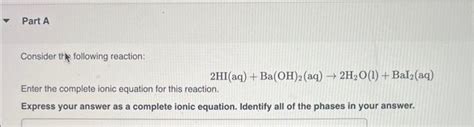 Solved What Is The Complete Ionic Equation For This