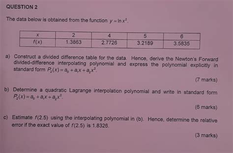 solved question 2the data below is obtained from the